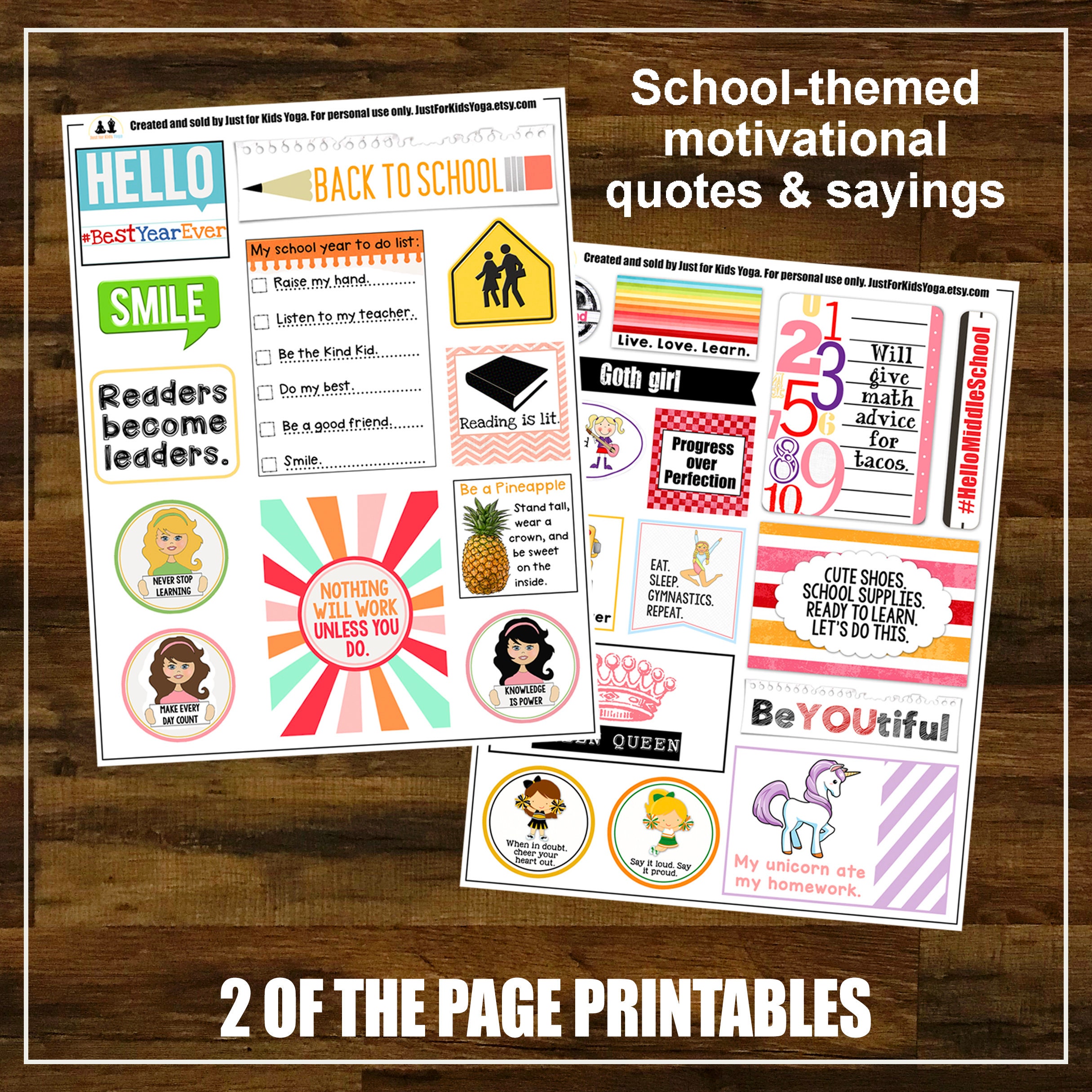 SCHOOL-THEMED Vision Board Printables, Affirmation Cards, Kids Yoga ...