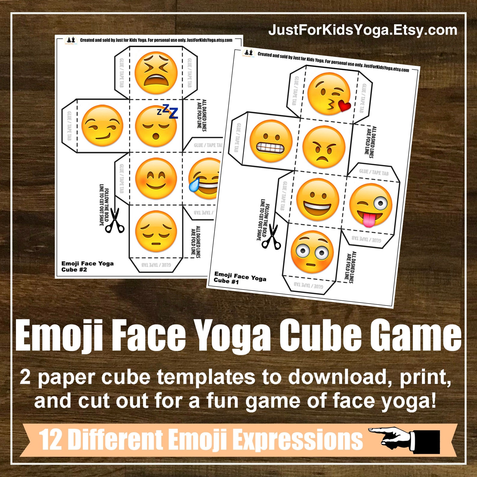 Emoji Face Yoga Cube Game for Kids Yoga Class Lesson Plan | Etsy