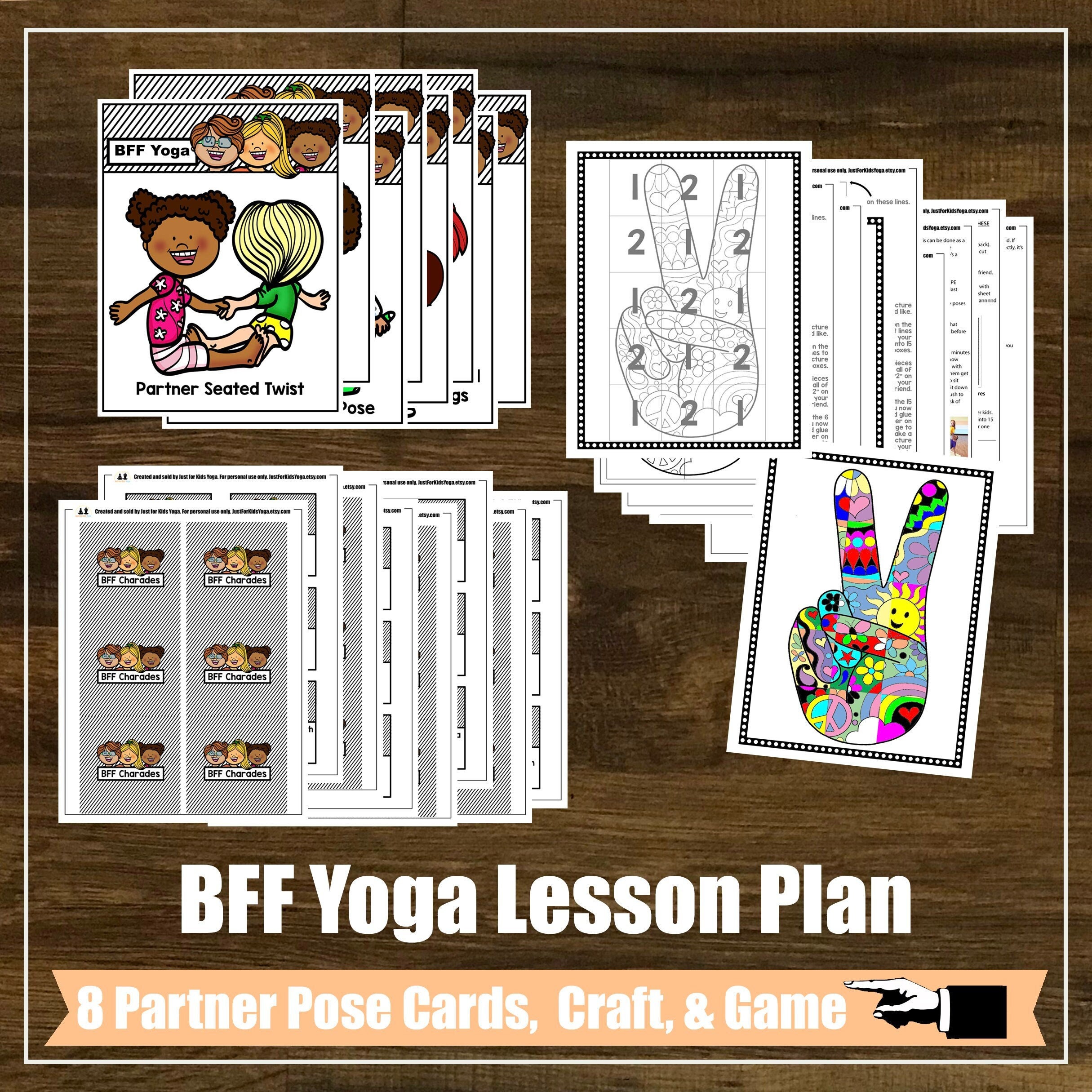 BFF Partner Yoga Lesson Plan Kit, Yoga Game, Mindfulness, Kids Yoga ...