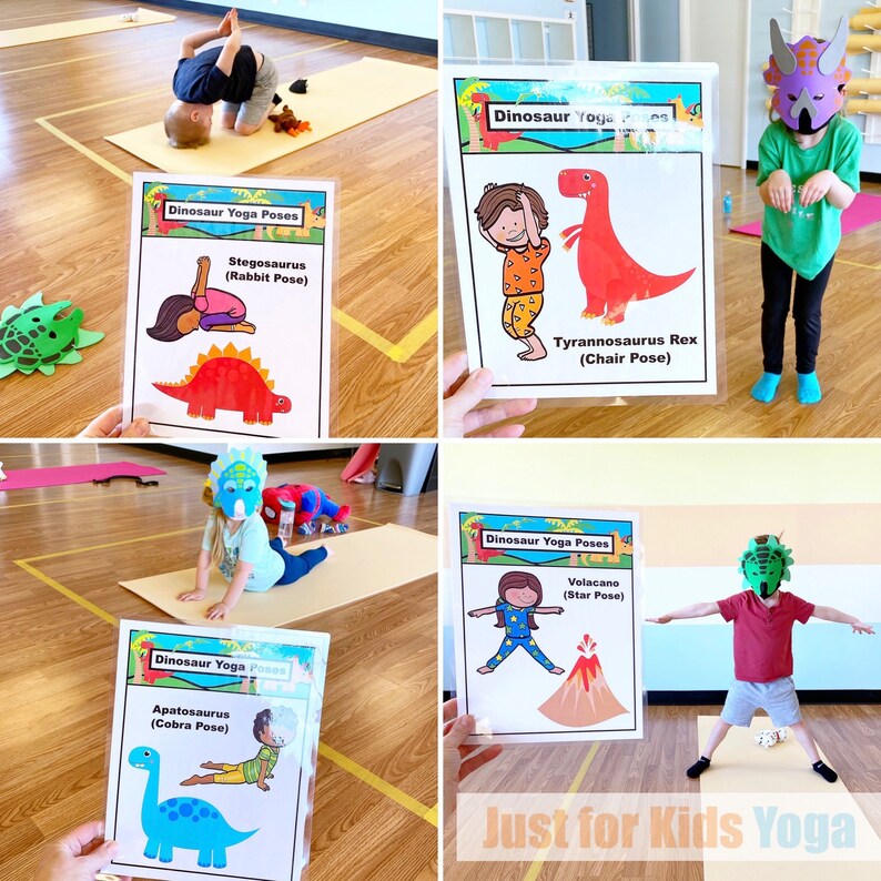 Dinosaur Yoga Lesson Plan Kit, Adventure Story, Board Game, Art Project ...