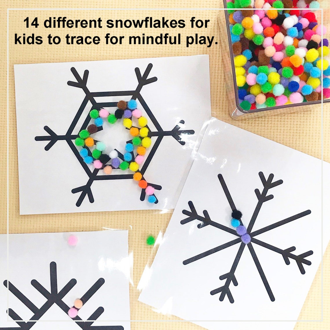 Snowflake Mandala Cards for Kids Yoga Class, Lesson Plan, Mindfulness ...