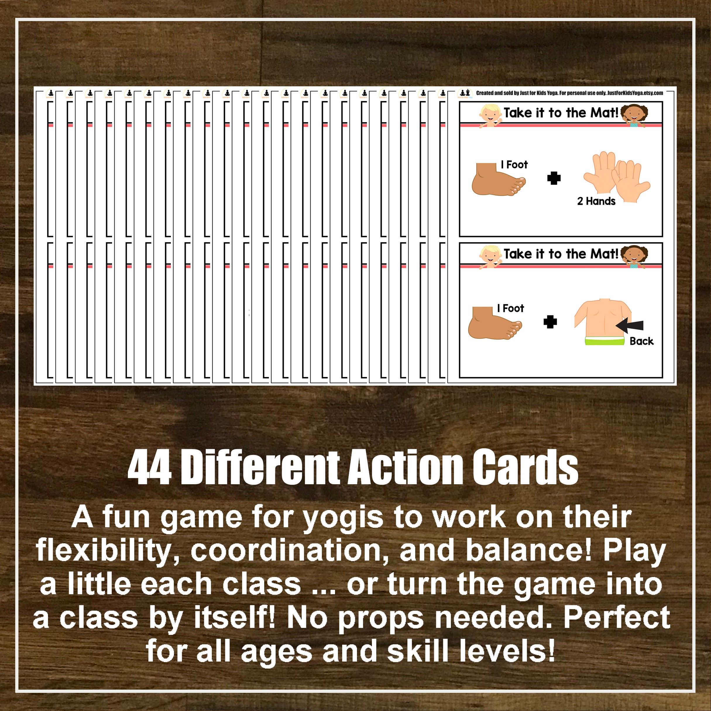 Set of 44 Fun "take It to the Mat" Activity Cards, Task Cards, Yoga ...