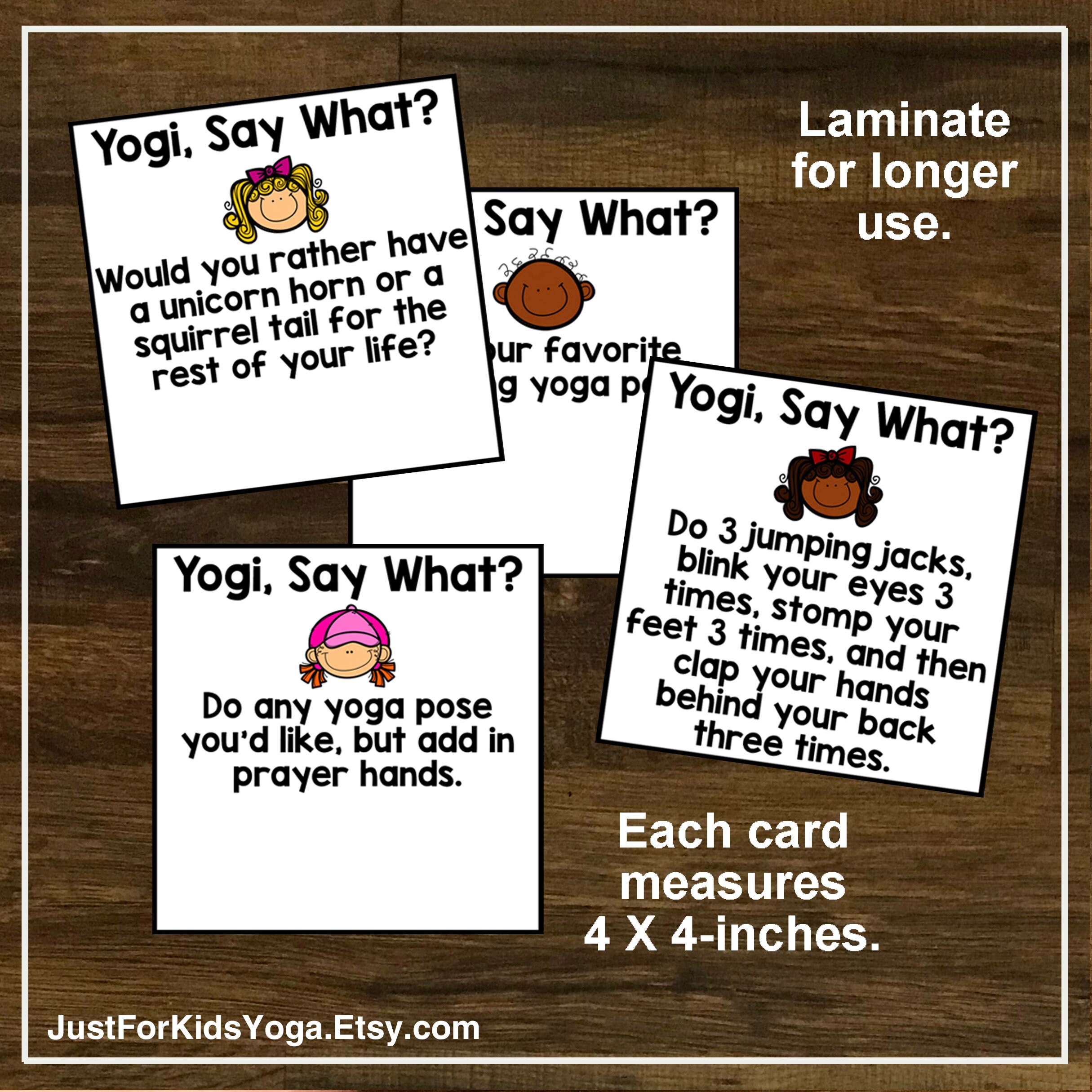 Yoga Yoga & Pilates Digital Cards Kids Yoga Class Set of 40 Fun Yogi ...