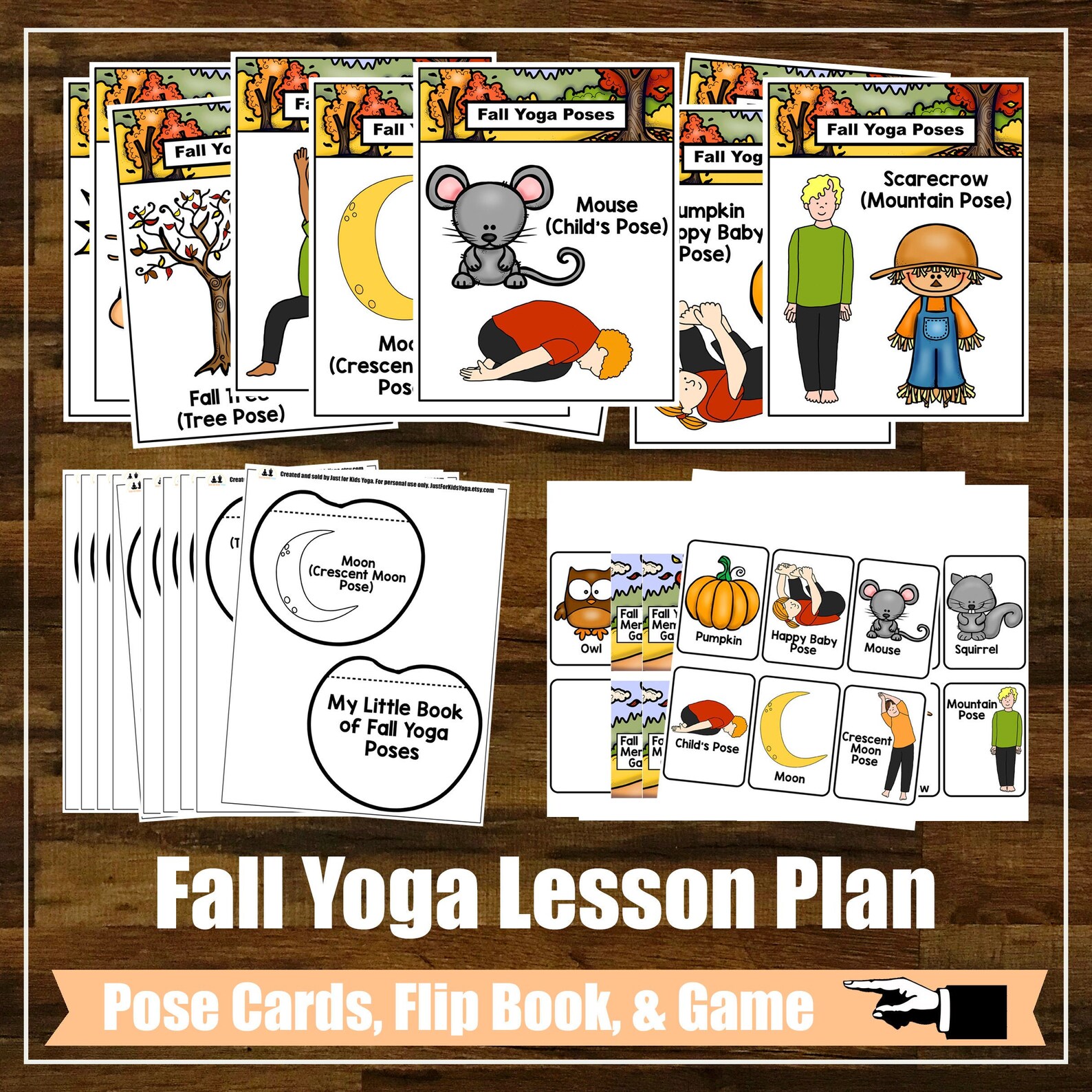 Fall Yoga Lesson Plan Kit, Flap Books, Mindfulness, Kids Yoga Class ...