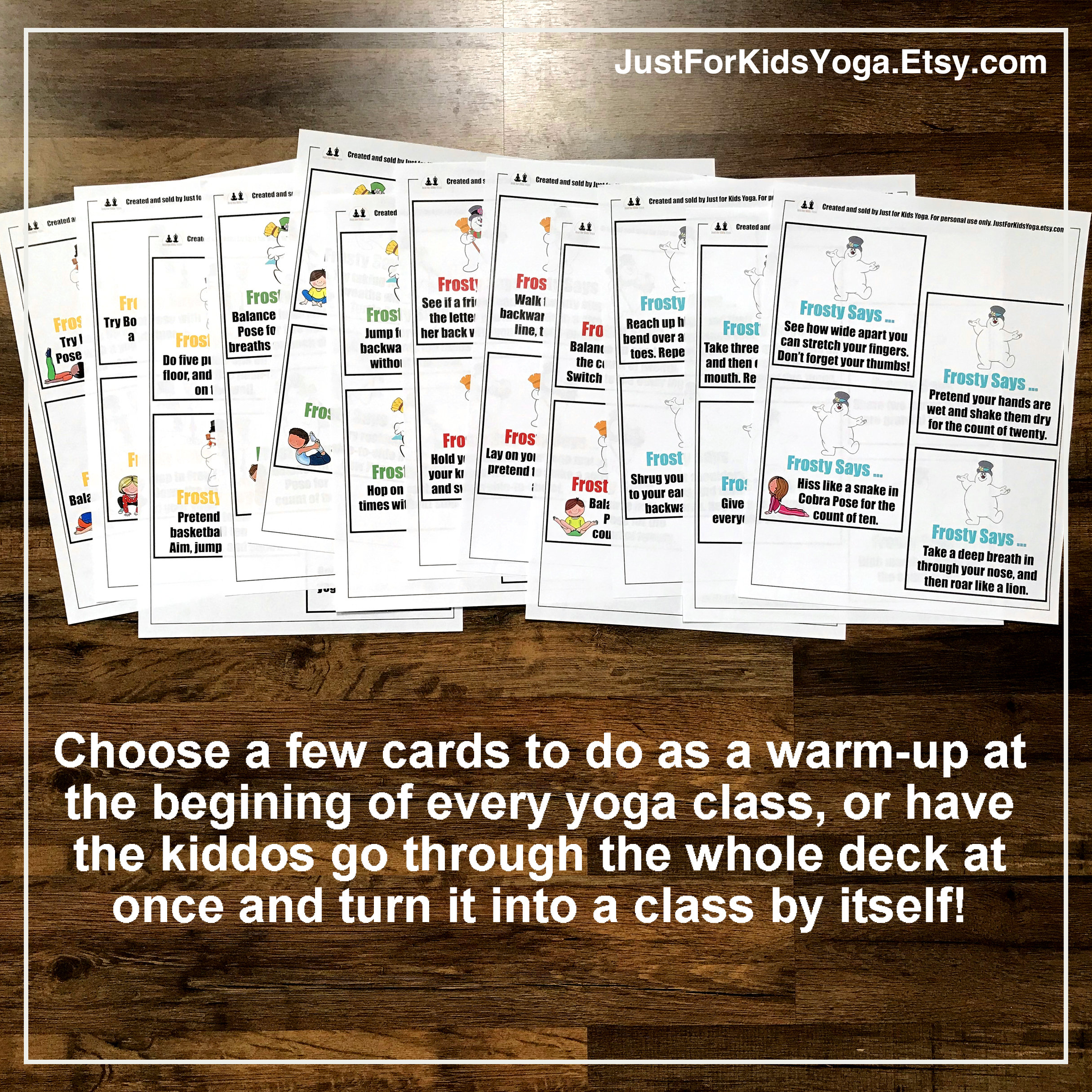 Frosty Says Activity Cards, 48 Task Cards, Mindfulness, Kids Yoga Class ...