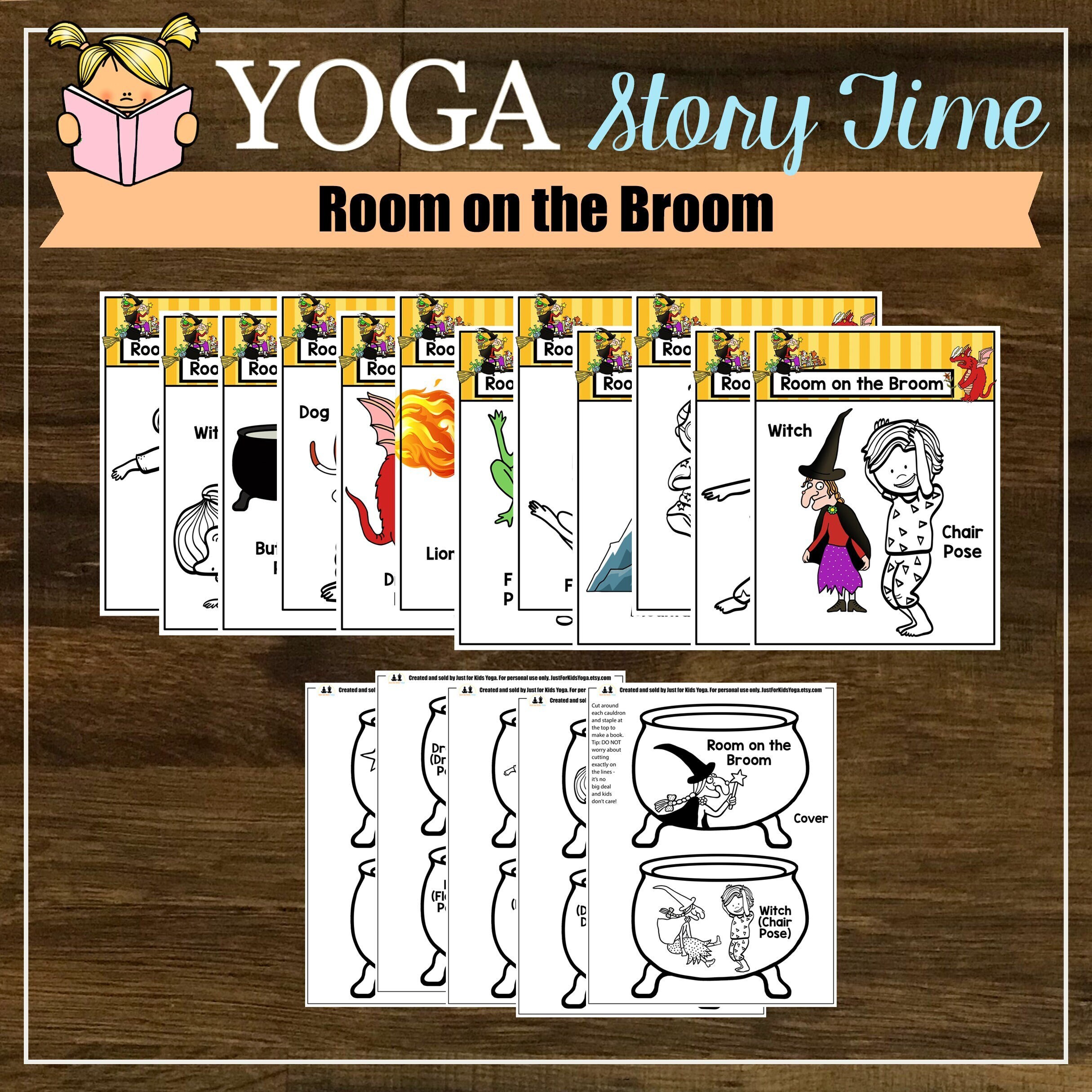 Halloween Room on Broom Yoga Lesson Plan, Mini Book, Mindfulness, Kids ...