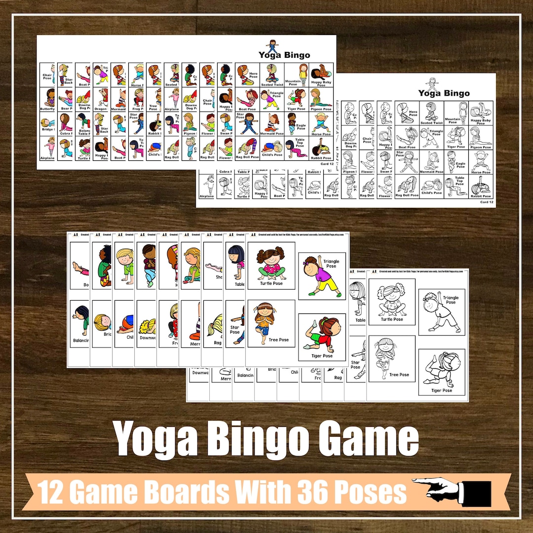 Yoga Bingo Game, Group Game, Yoga Pose Cards, Mindfulness, Kids Yoga ...