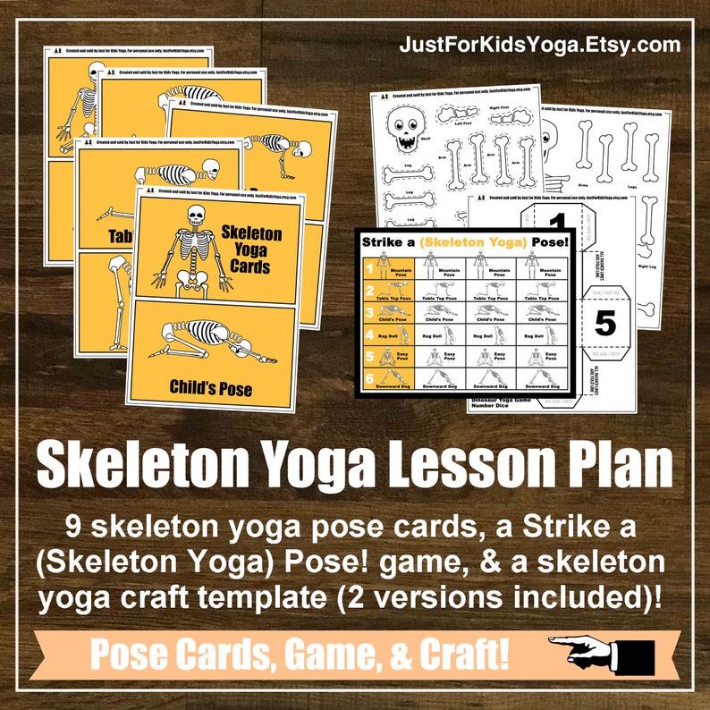 Skeleton Yoga Lesson, Dice Game, Craft, Mindfulness, Kids Yoga Class ...