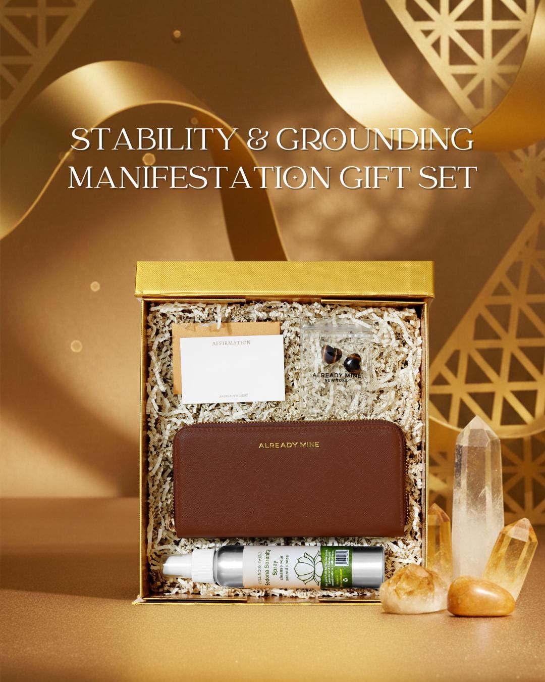 Stability & Grounding Manifestation Gift Set – Wallet, Crystals and ...