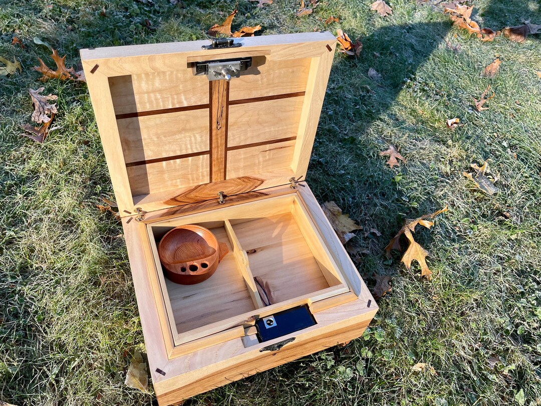 RFID Locking Stash Box With Ashtray and Hidden Key Compartment, Smoking ...