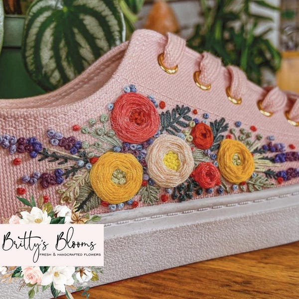 Embroidered Sneakers - Etsy