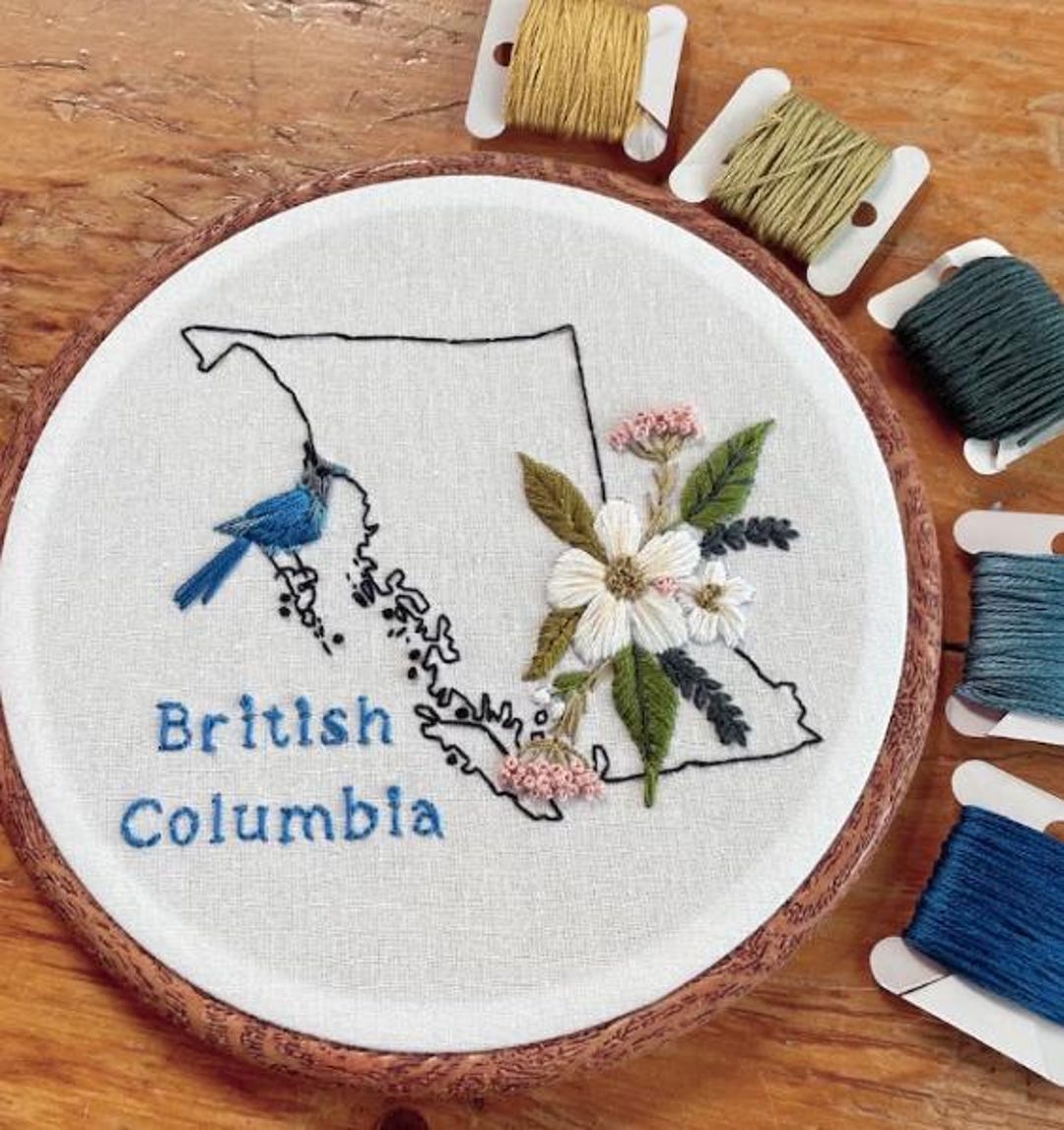 HAND DRAWN Embroidery Template/ British Columbia Embroidery/ Embroidery ...