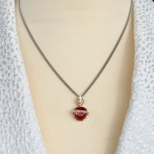 Sacred Heart of Jesus Christ Ruby and Crystal Pendant, Sterling Silver ...