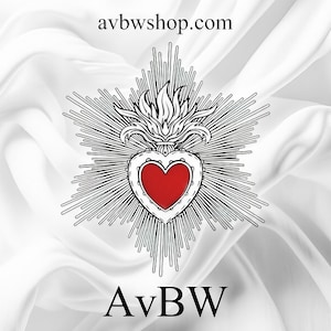 Sacred Heart of Jesus Christ Ruby and Crystal Pendant, Sterling Silver ...