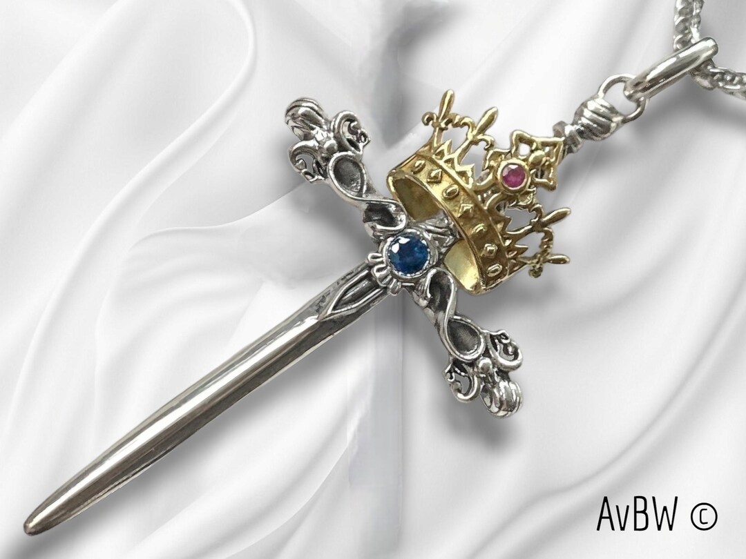 Pendentif Épée Croix Royale en Argent Massif Rubis Naturel - Etsy France