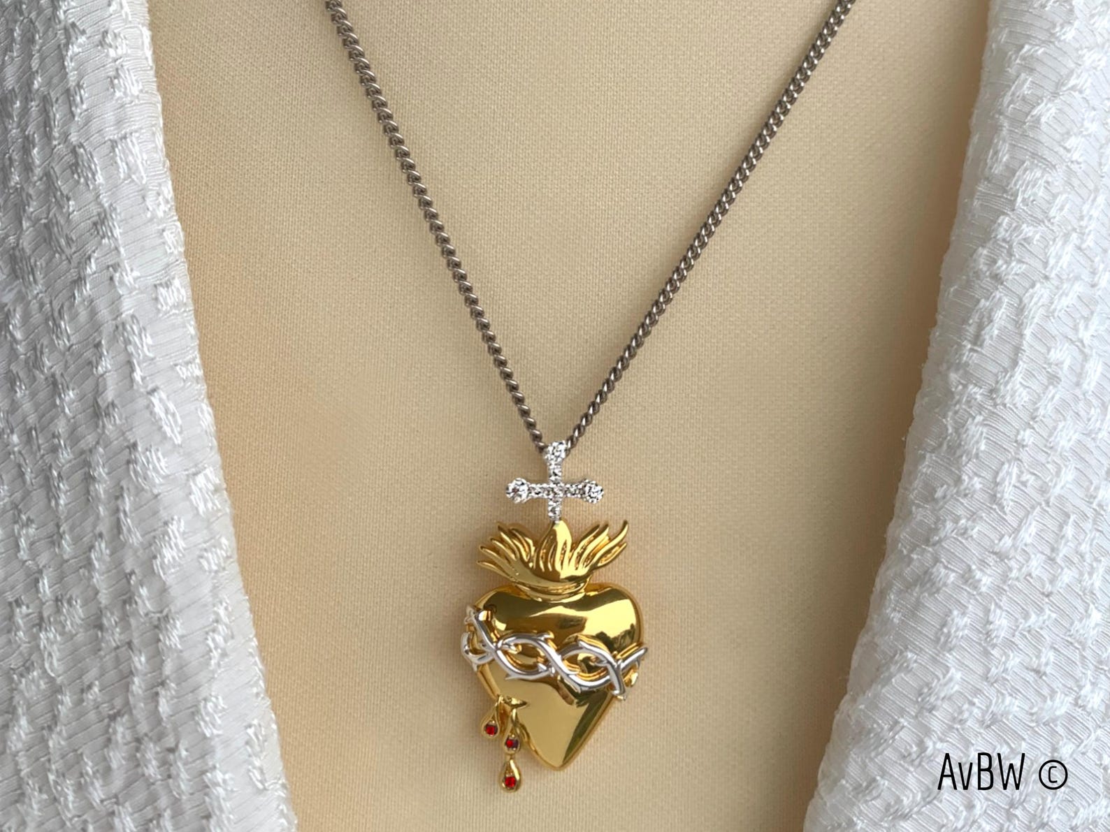 Sacred Heart of Jesus Christ Ex-voto Pendant, Large Jewel, Natural ...