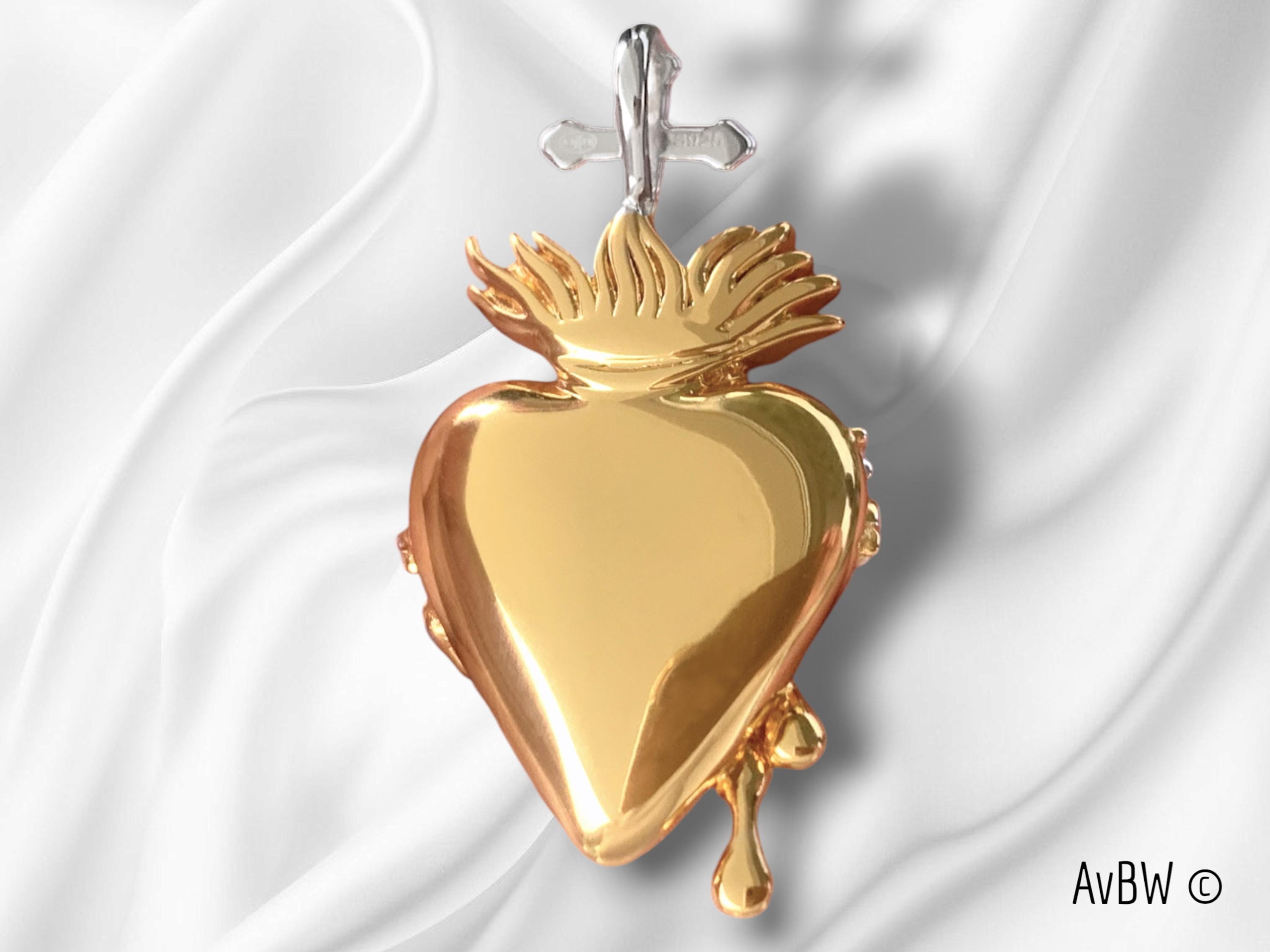 Sacred Heart of Jesus Christ Ex-voto Pendant, Large Jewel, Natural ...
