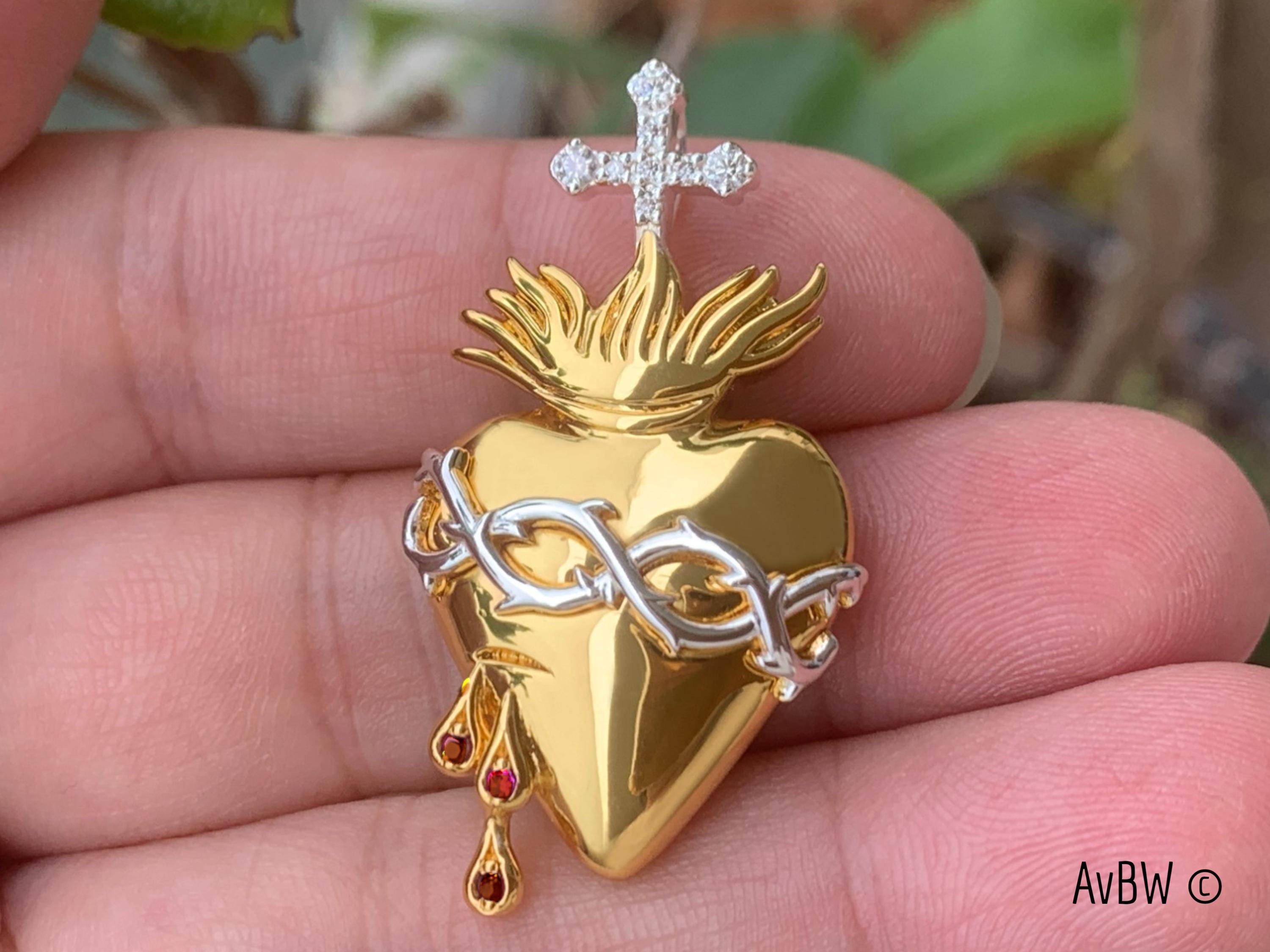 Sacred Heart of Jesus Christ Ex-voto Pendant, Large Jewel, Natural ...