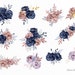 Dark Blue Roses Bouquets Clipart, Watercolor Boho Roses Bouquets ...