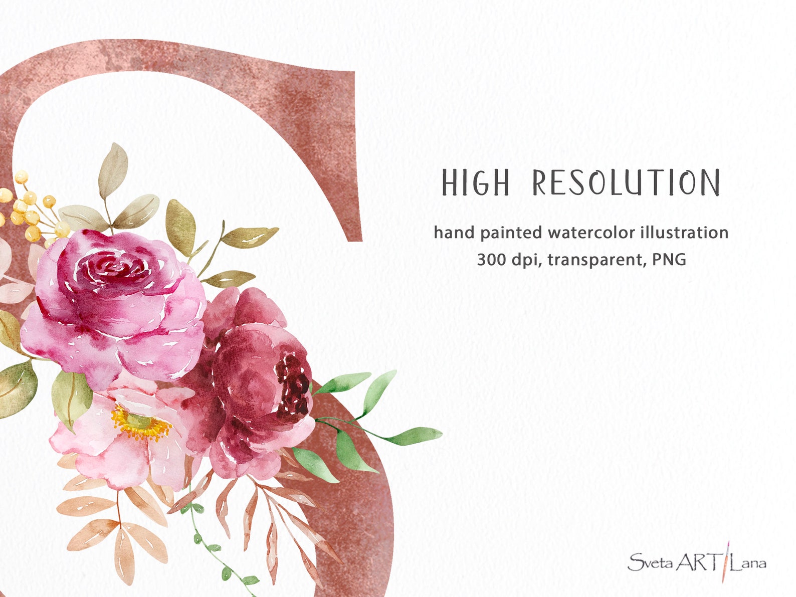 Watercolor Floral Alphabet Clipart Boho Letters Autumn Floral Alphabet ...