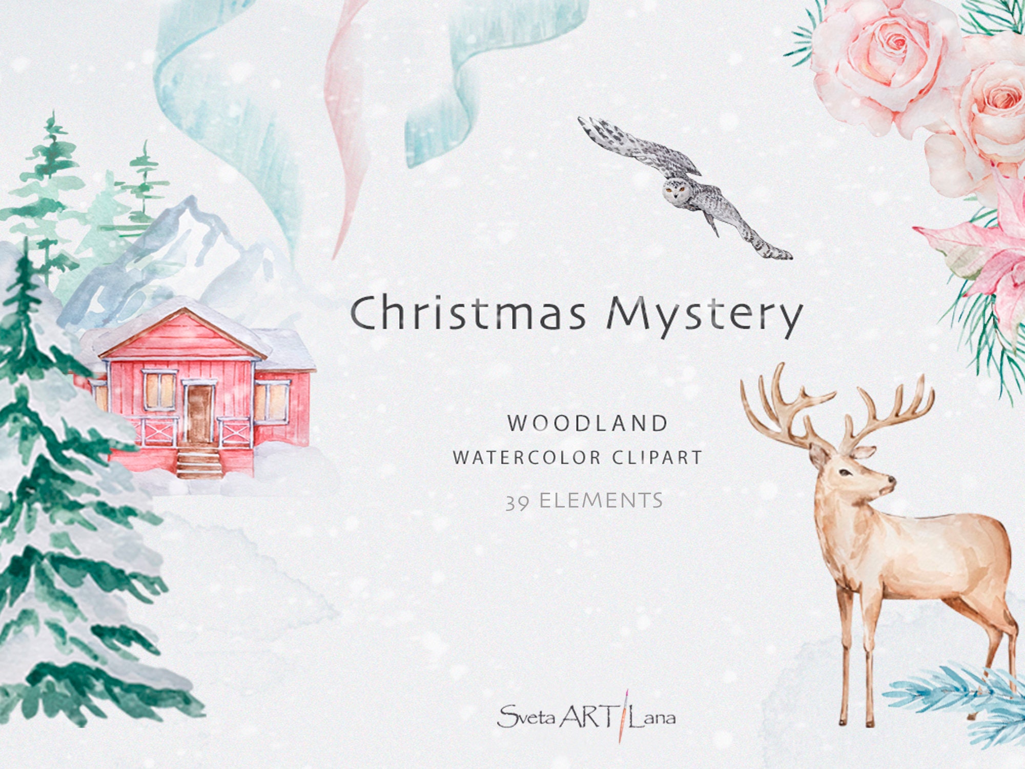 Watercolor Winter Woodland Clipart Christmas Clipart - Etsy