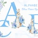 Flopsy Rabbit Pink Floral Alphabet Clipart Watercolor Alphabet PNG ...