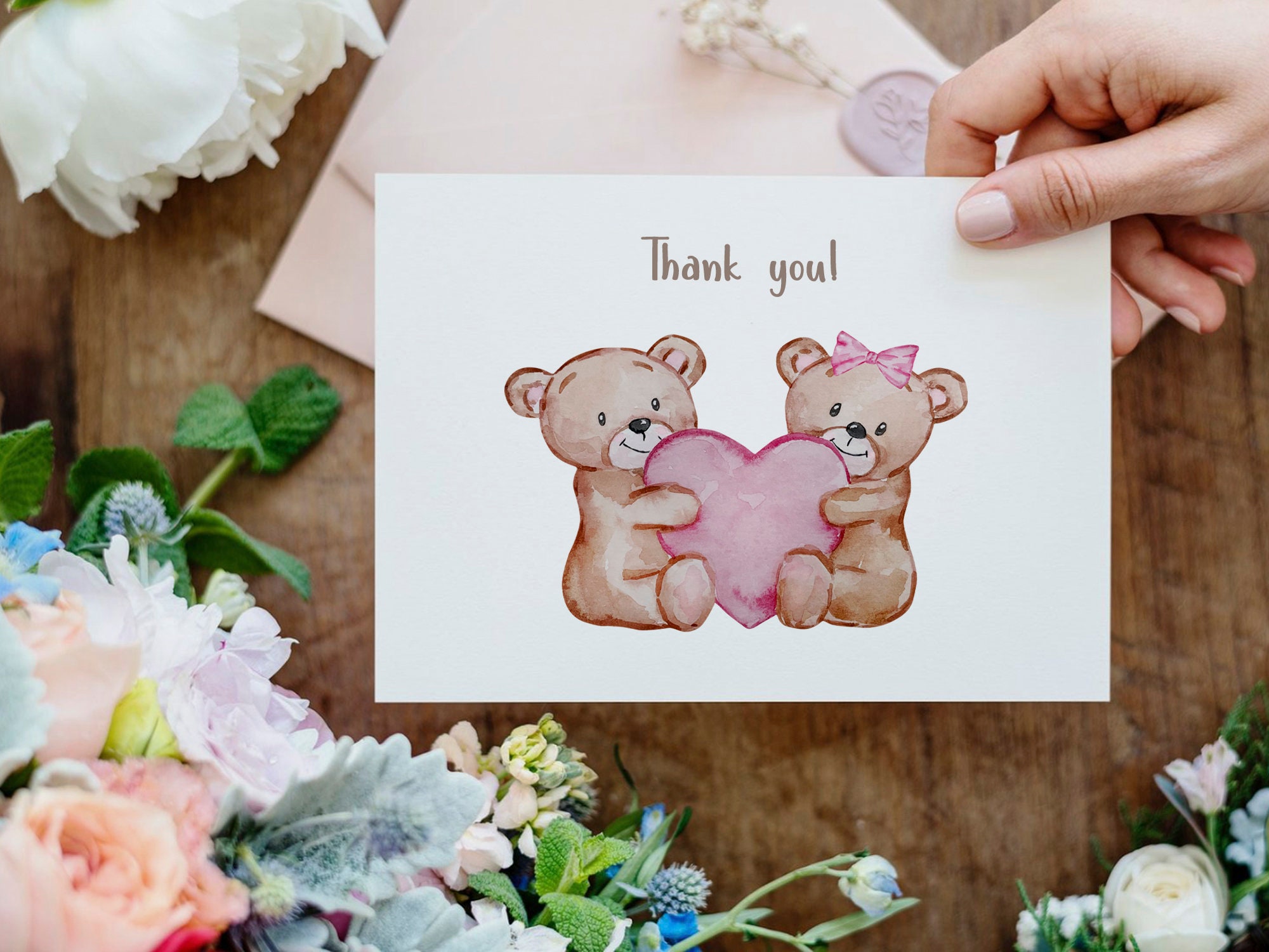 Watercolor Teddy Bear Valentines Day Clipart | Little Bears Png | Heart ...