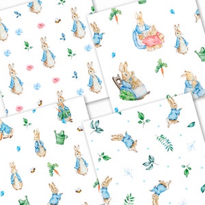 Peter Rabbit Digital Paper | Watercolor Rabbit and Friends Characters ...