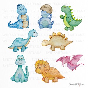 Watercolor Dinosaurs Clipart | Neutral Baby Clip Art | Dino Nursery ...