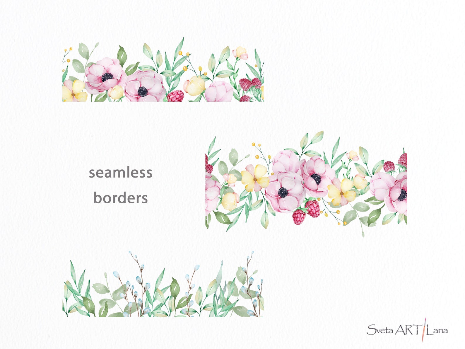 Watercolor Floral Frames Clipart | Spring Flower Borders Png | Pink ...