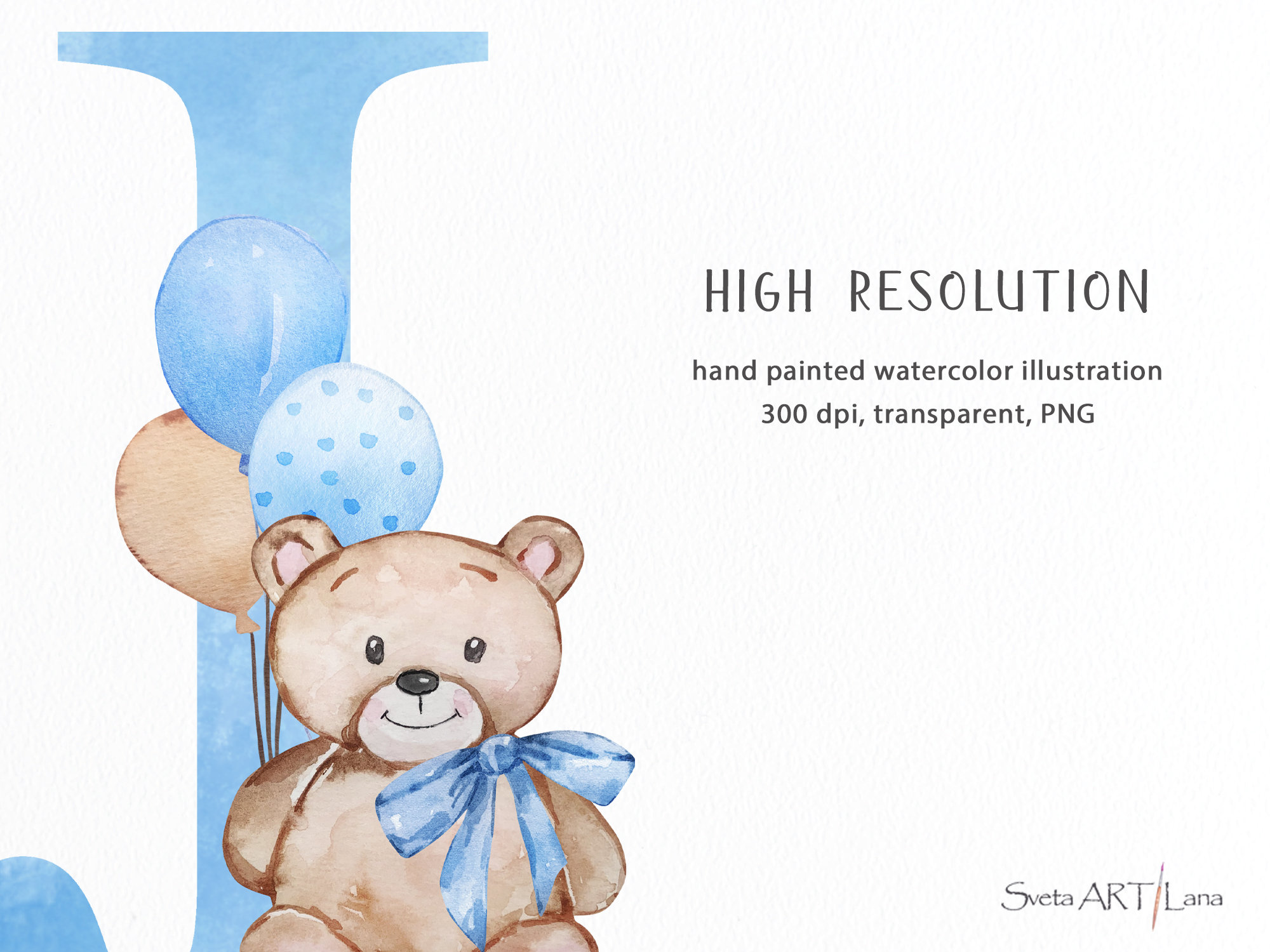 Teddy Bear Blue Alphabet Clipart Watercolor Cute Bear - Etsy UK