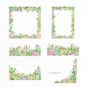 Watercolor Cactus Clipart | Cactus Frames | Mexican Cacti Greenery ...