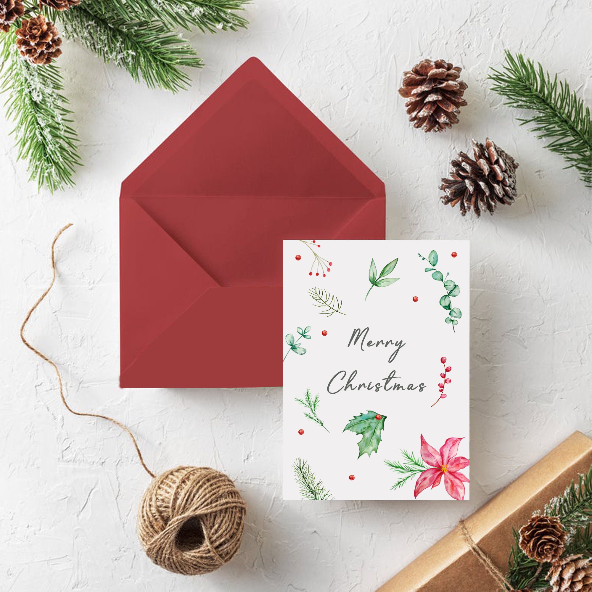 Watercolor Christmas Greenery Clipart Winter Leaves Branch | Etsy