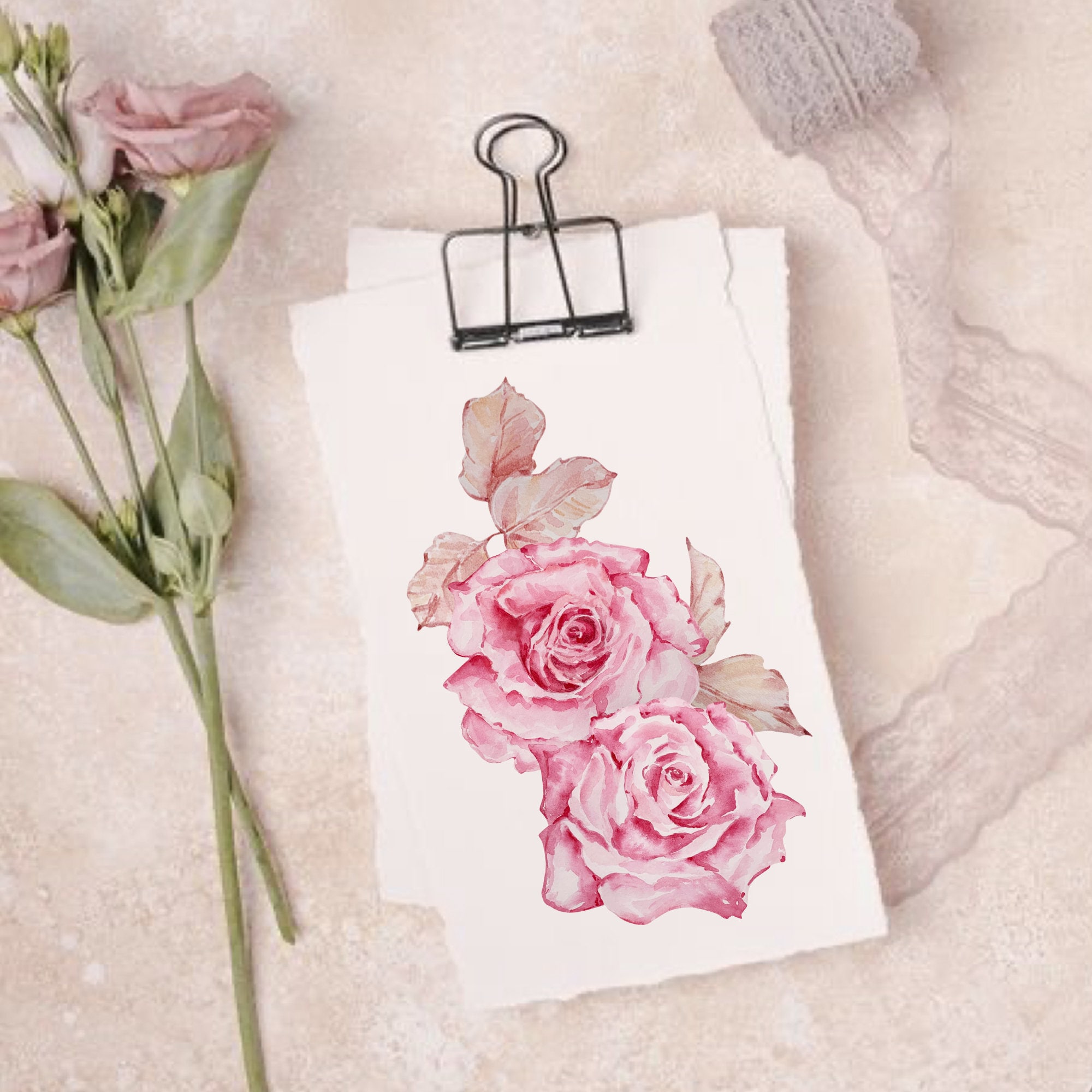 Valentine's Day Watercolor Clipart Pink Valentines Cute | Etsy