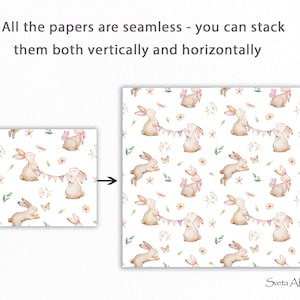 Watercolor Easter Digital Paper Spring Floral Seamless Pattern Cute ...