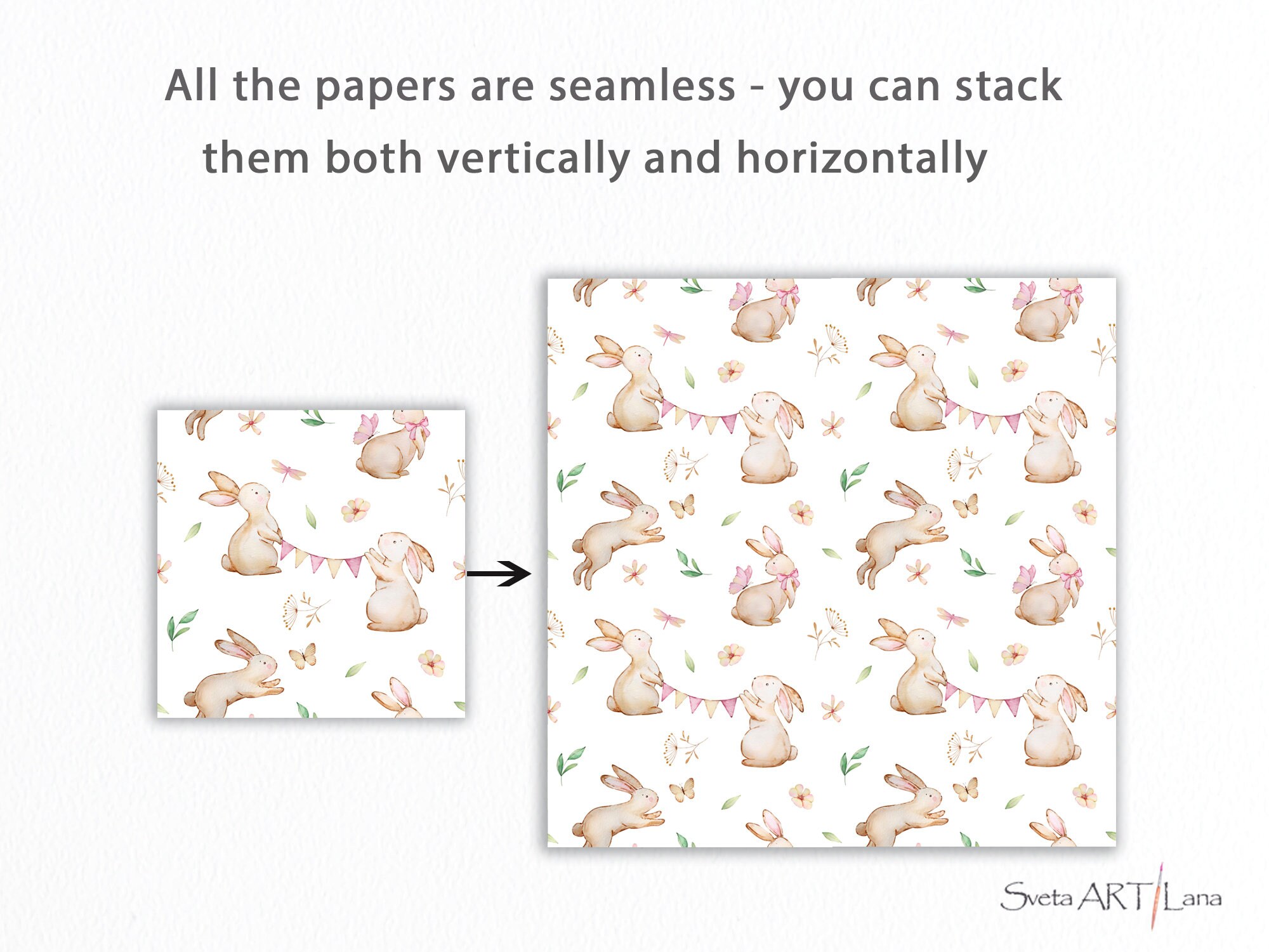 Watercolor Easter Digital Paper Spring Seamless Pattern Cute | Etsy