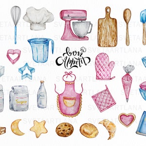 Watercolor Baking Clipart | Home Bakery | Cooking Clipart | Kitchen ...