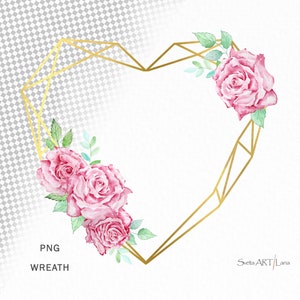 Watercolor Heart Valentine Wreath Boho Clipart, Valentines Day Frame ...