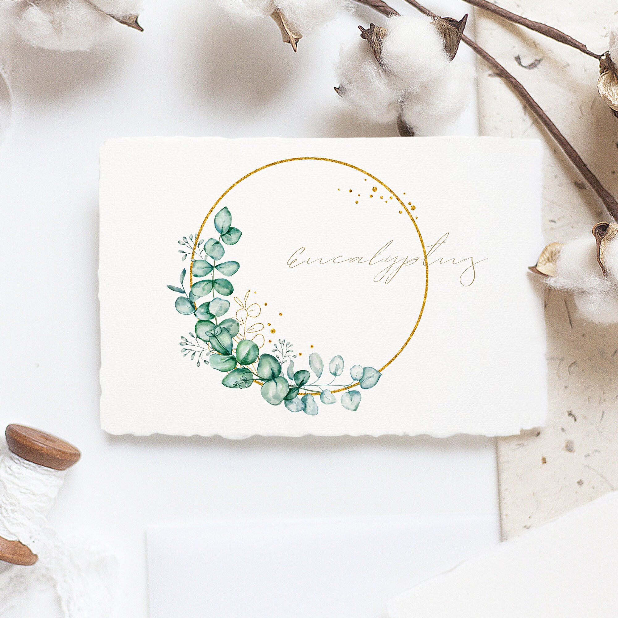 Watercolor Eucalyptus Wreath Clipart Greenery Wreath Rustic - Etsy