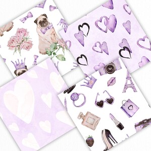 Romantic Digital Paper Watercolor Valentines Day Seamless Pattern ...