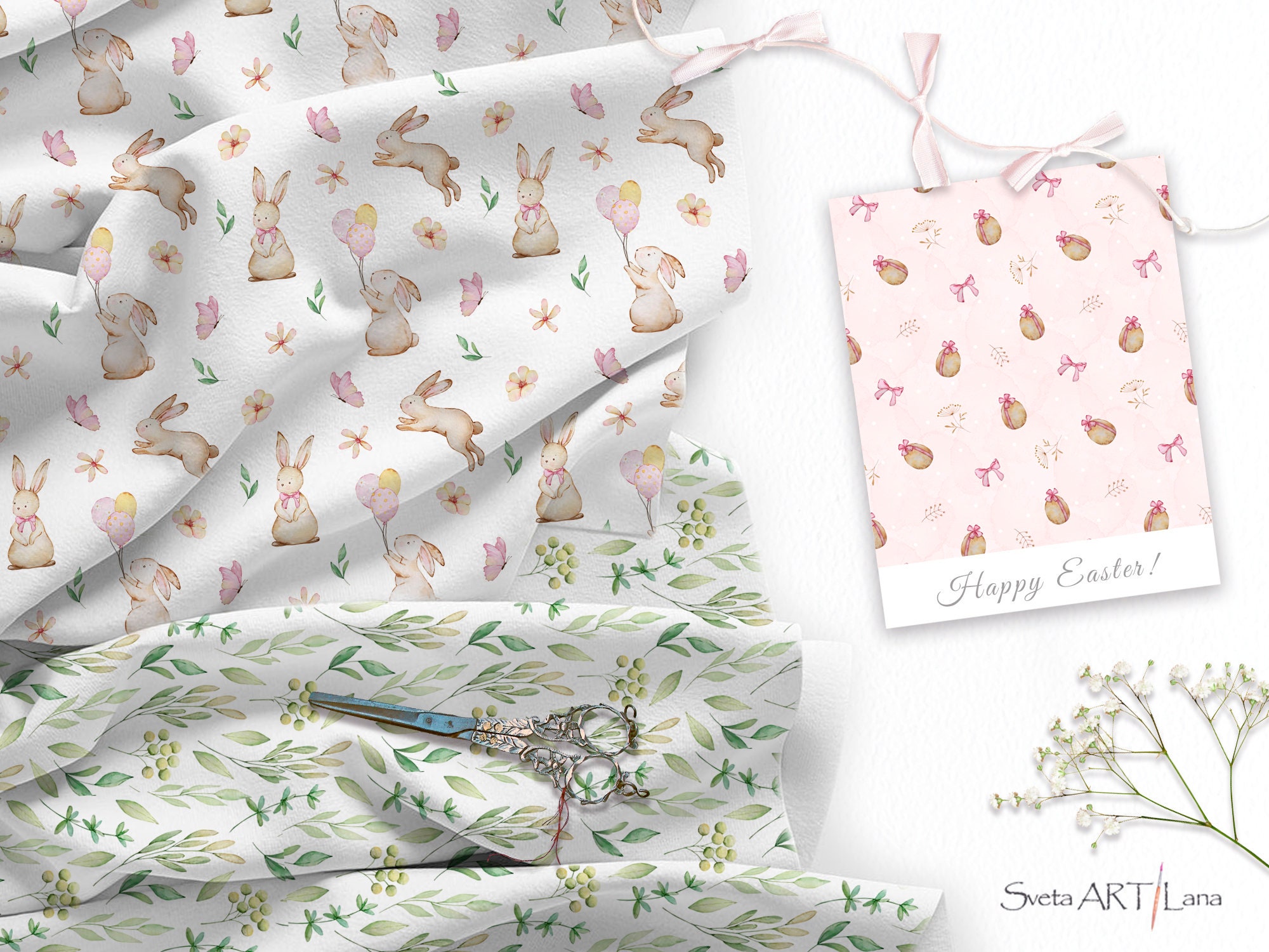 Watercolor Easter Digital Paper Spring Seamless Pattern Cute | Etsy