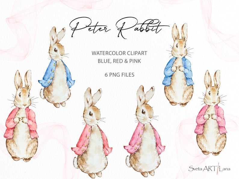 Watercolor Peter Rabbit Clipart PNG Beatrix Potter - Etsy