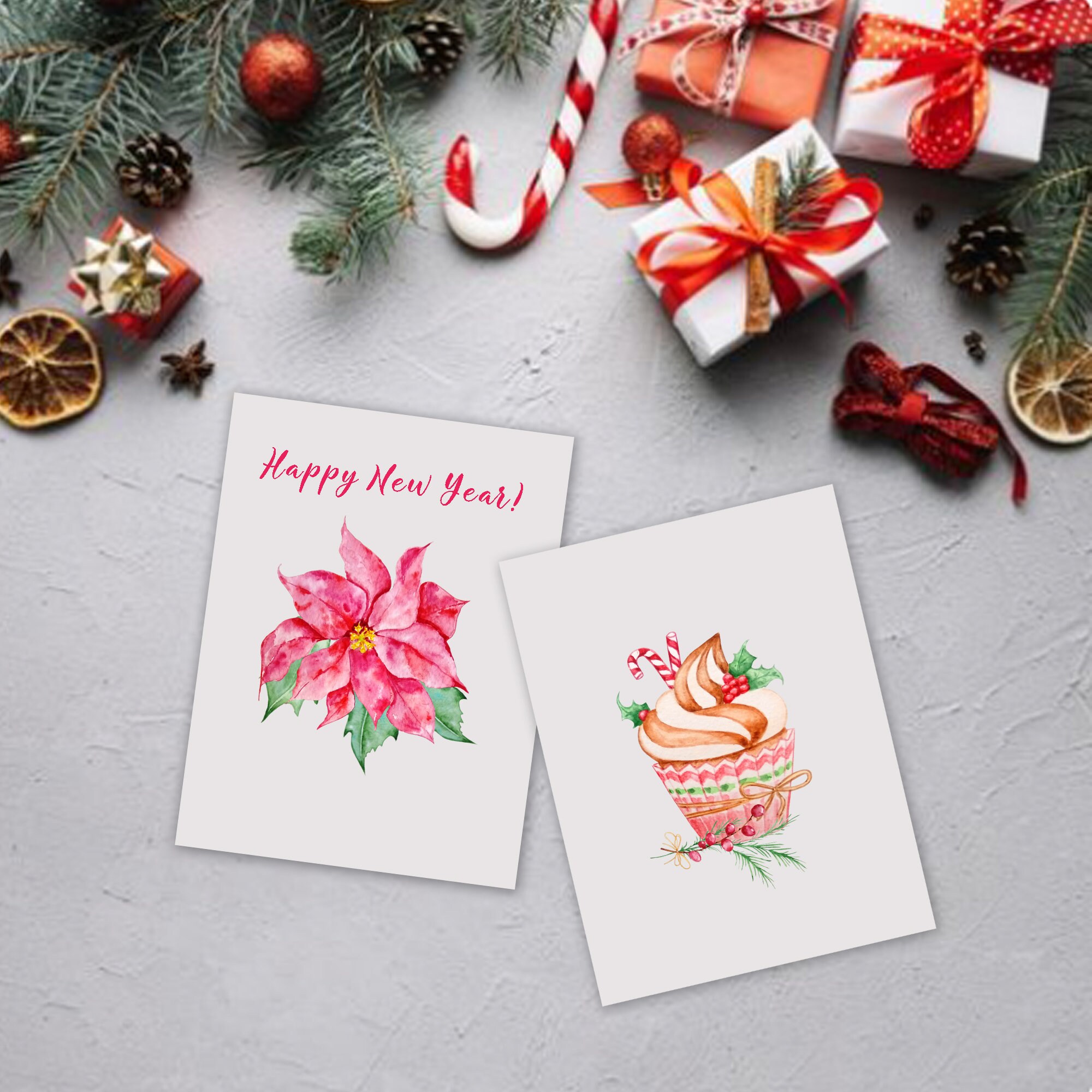 Watercolor Christmas Sweet Clipart Christmas Dessert Cupcake - Etsy