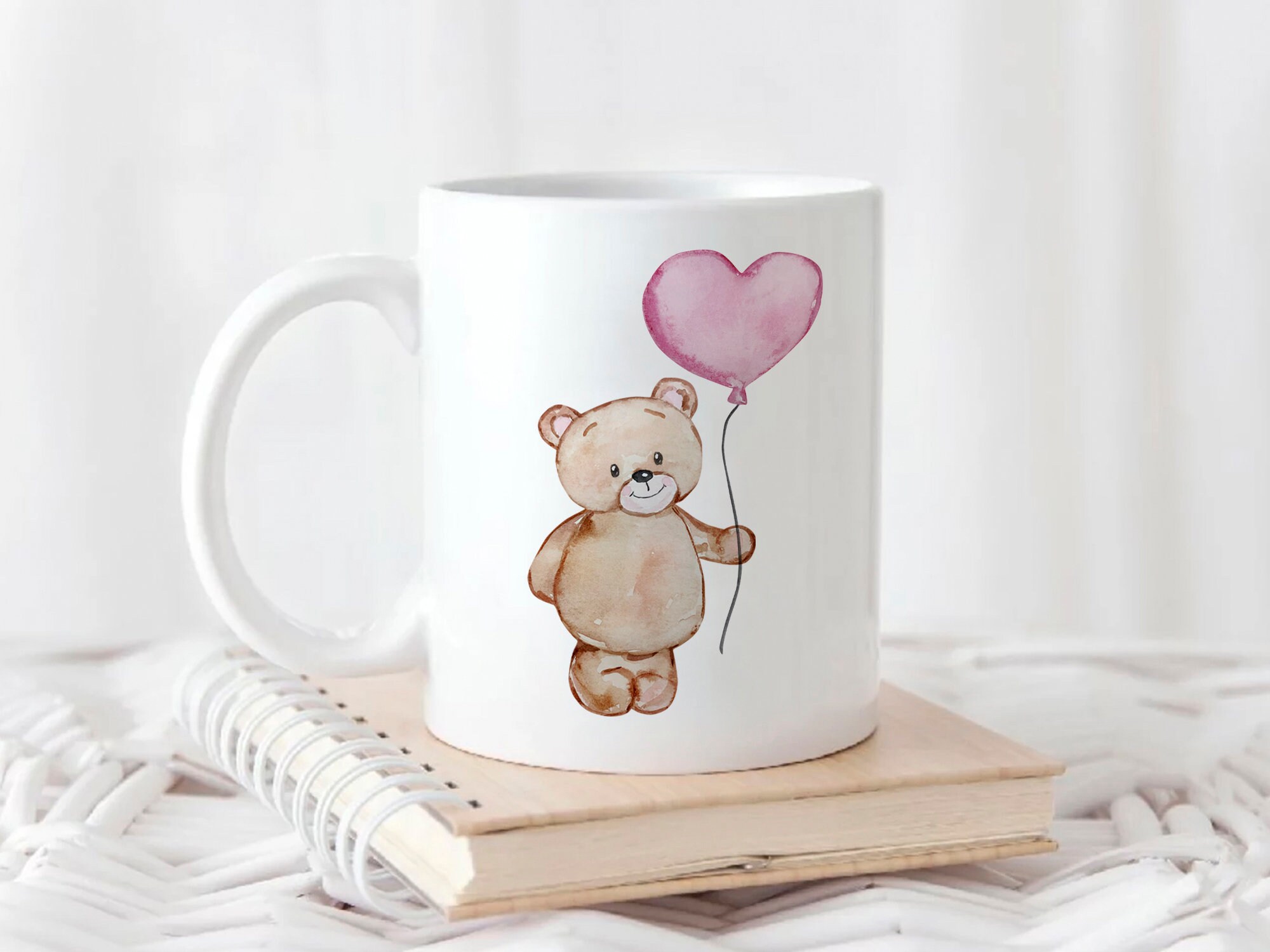 Watercolor Teddy Bear Valentines Day Clipart | Little Bears Png | Heart ...