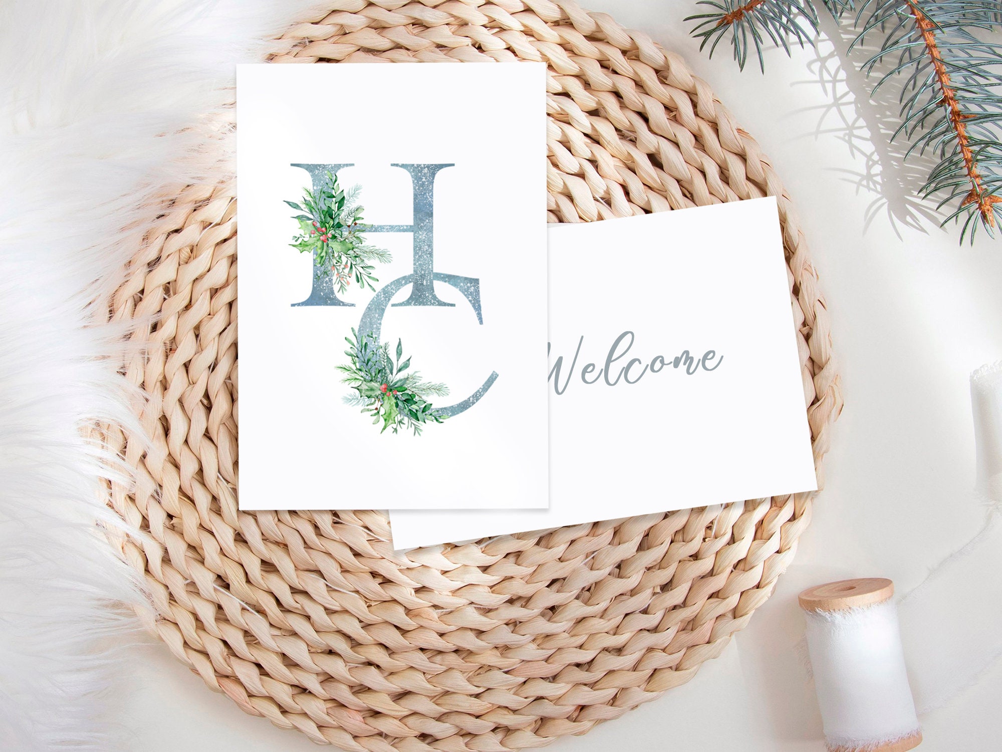 Watercolor Winter Floral Alphabet Clipart Winter Greenery - Etsy