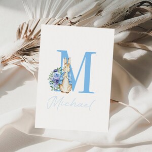 Peter Rabbit Blue Floral Alphabet Clipart | Watercolor Bunny PNG | Cute ...