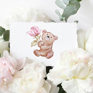 Watercolor Teddy Bear Valentines Day Clipart | Little Bears Png | Heart ...