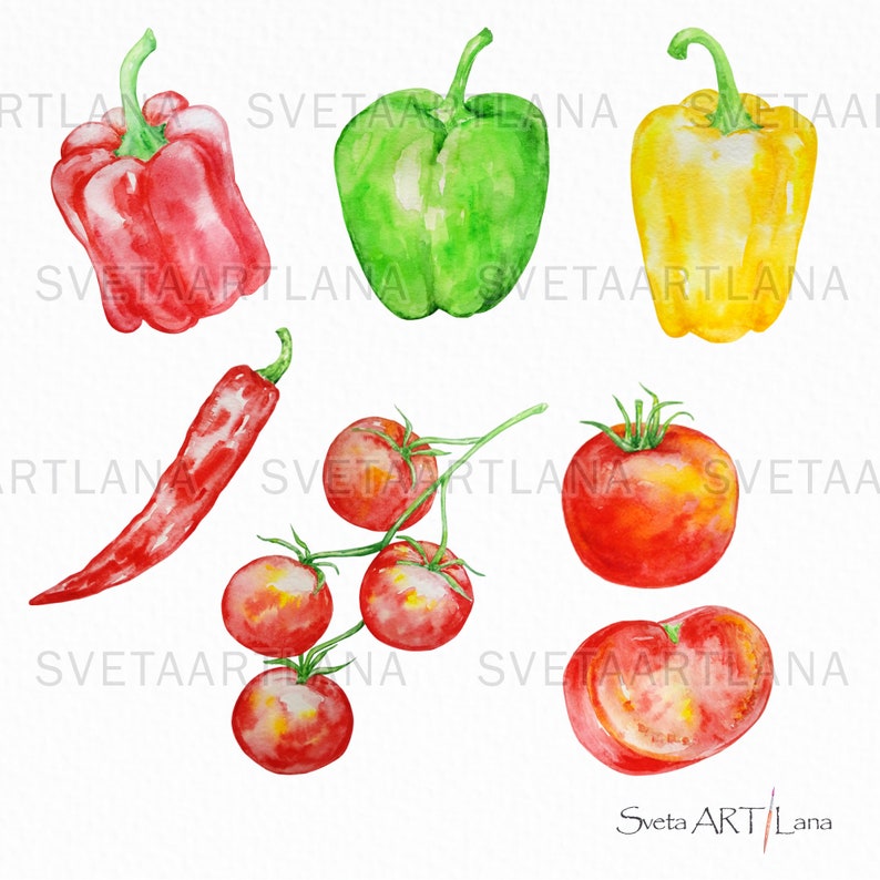 Watercolor Vegetables Clipart Healthy Food Ethical Living - Etsy