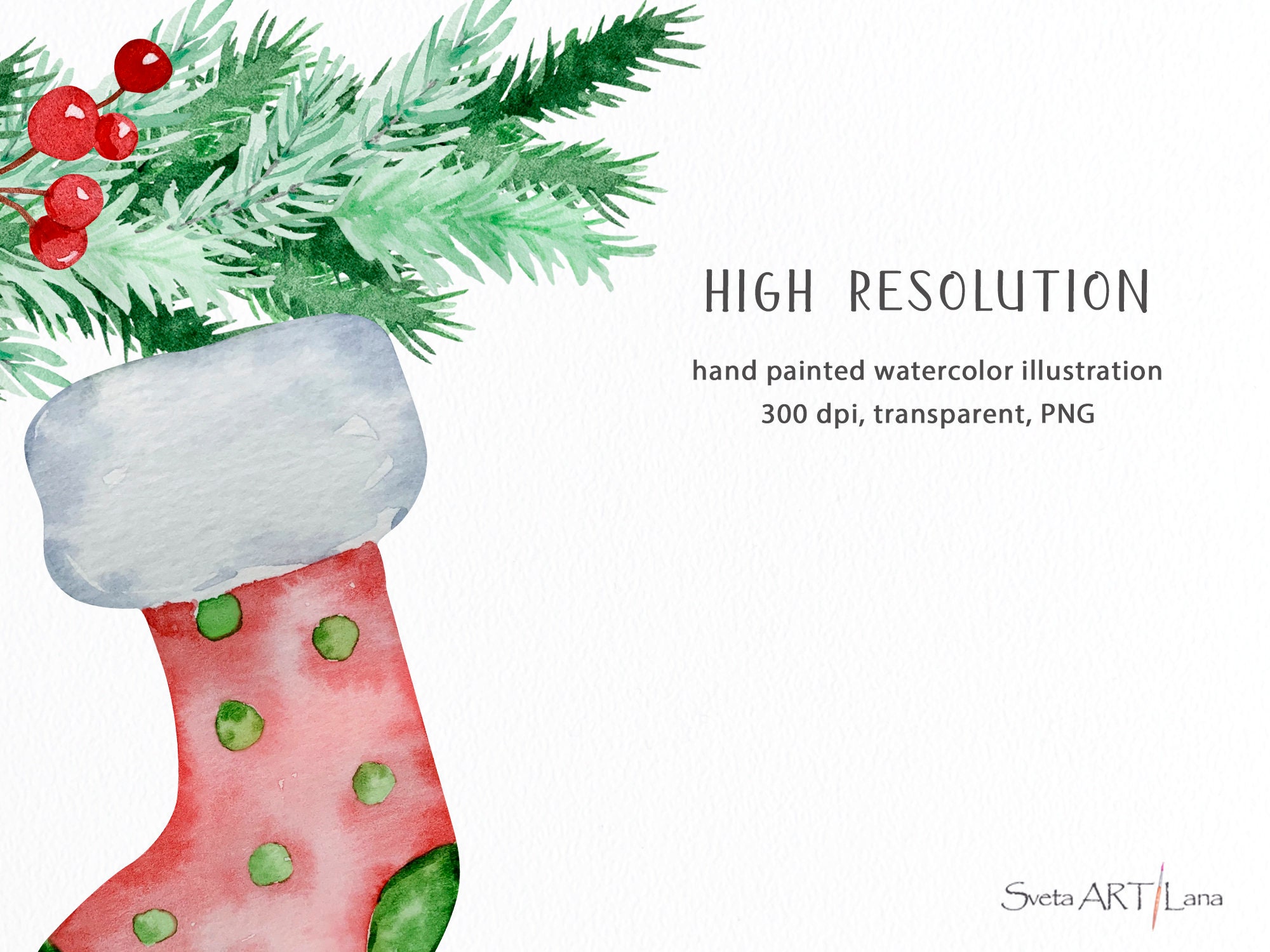 Christmas Stocking Clipart Watercolor Christmas Socks - Etsy