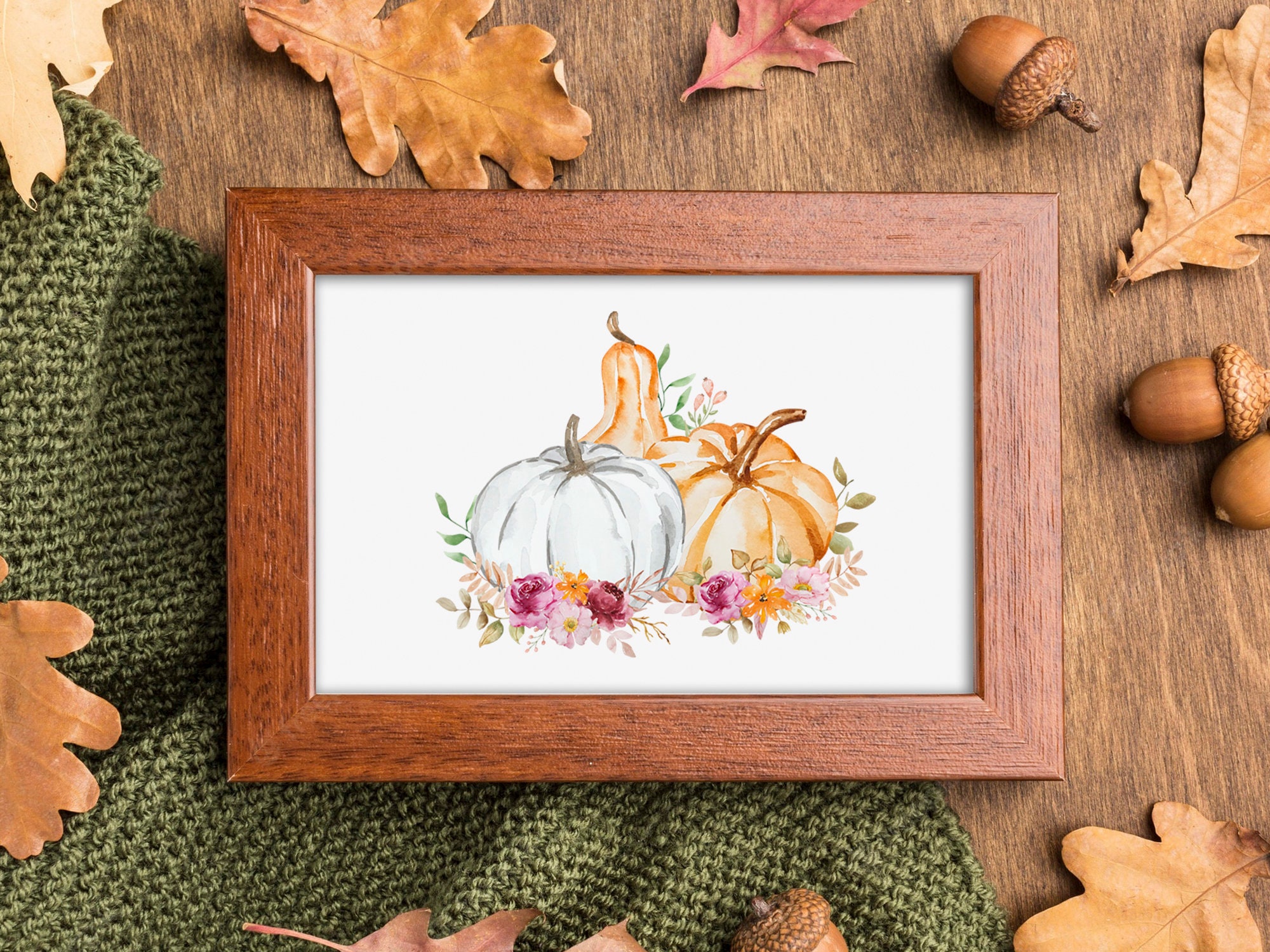 Watercolor Pumpkin Clipart Autumn Pastel Pumpkins Floral - Etsy